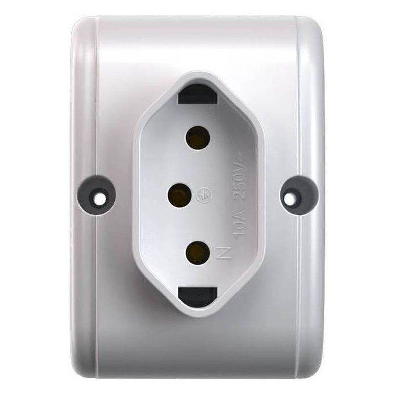 Tomada Externa 2P+T 20A/ 250V Cinza Mec-Tronic – Millenium – Hebrom ...